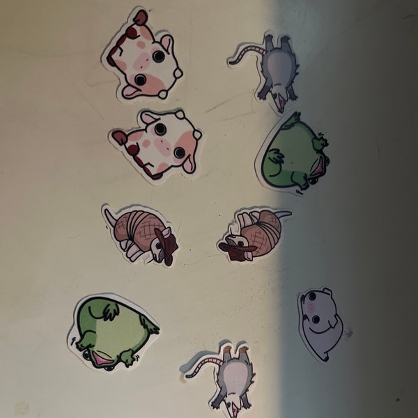 10 Pack Woebegone Animal Mini Sticker Flakes / Cute Funny Frog Cow ...