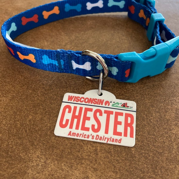 Connecticut State License Plate Custom Pet ID Tag, Personalized Dog ID ...