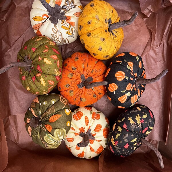 Fabric Pumpkins Shades OF Autumn Mix Fabric Pumpkin Guards Prims Choose ...