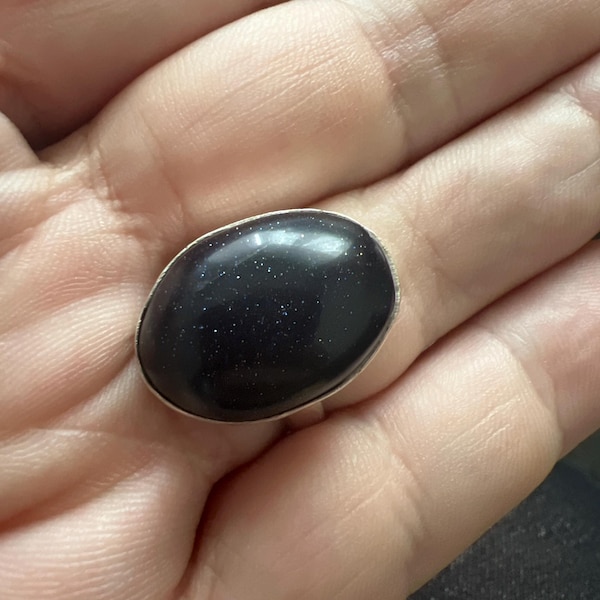 Midnight Blue Sunstone Ring - Sunstone Ring - Handmade Ring - Solid ...