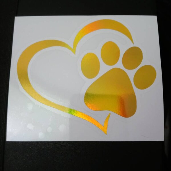 Paw Print Sticker, Heart Paw Decal, Paw Print Car Window Decal, Paw ...