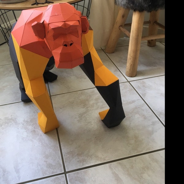 Chimpanzee Paper Craft, Digital Template, Origami, PDF Download DIY ...