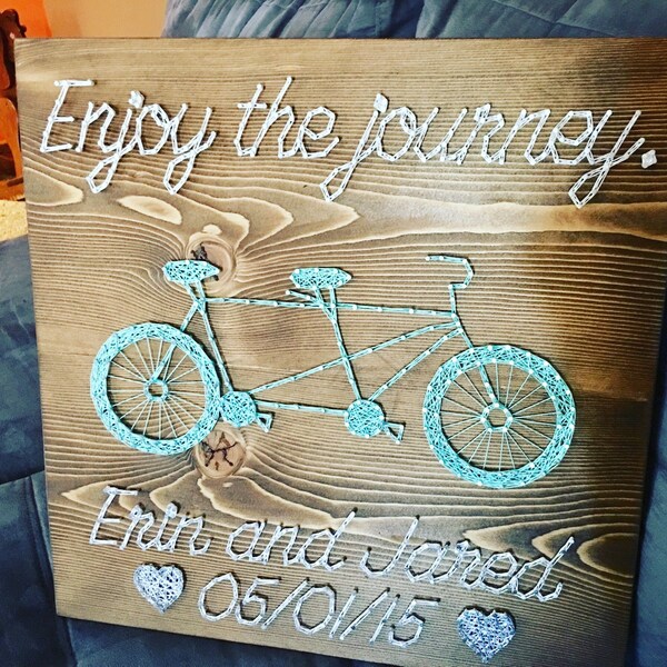 LARGE Wedding Bicycle String Art, Journey, Wedding Anniversary Gift ...
