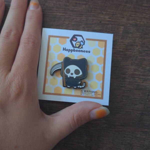Cat Grim Reaper Enamel Pin Grim Reaper Holding Scythe Cat Enamel Pin ...