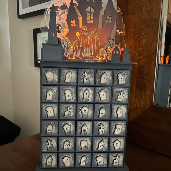 Personalized Halloween Countdown Advent Calendar Wooden Light up Zombie ...