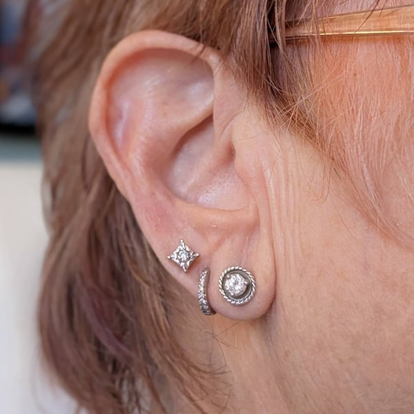 Distressed Painted Sterling Silver Ear Jackets, Silver Earring Jackets ...