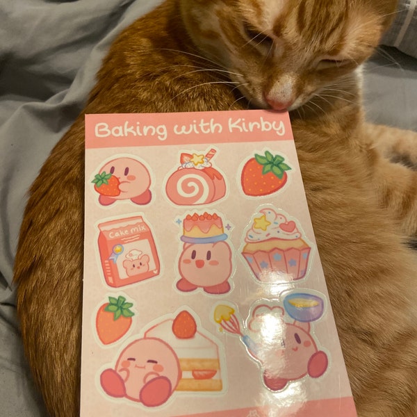 Baking With Kirby A6 Vinyl Sticker Sheet Strawberry Stickers Poyo Cute ...