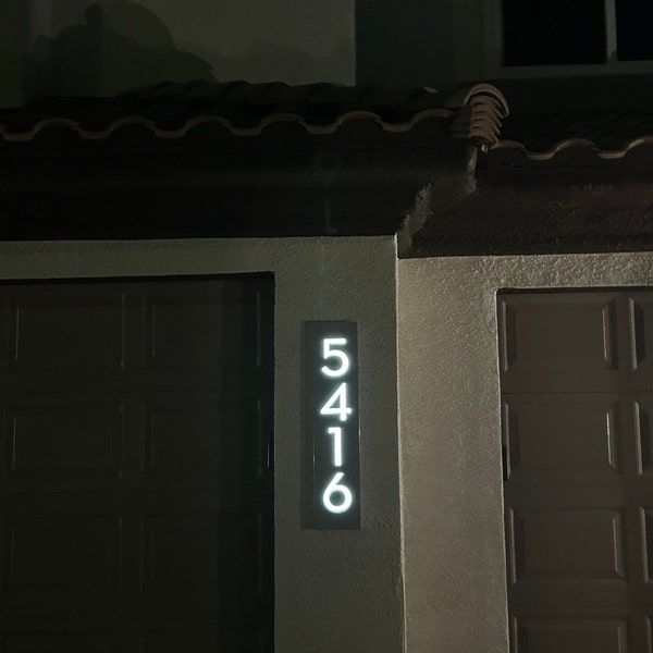 Illuminated Custom Vertical LED Address Sign Plaque With 4" White ...