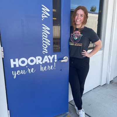 HOORAY You're Here Classroom Door Vinyl Wall Decal School Elementary ...