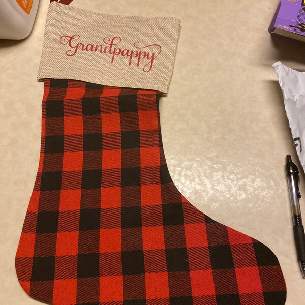 Buffalo Check Christmas Stocking - Personalized Plaid Stocking - Etsy