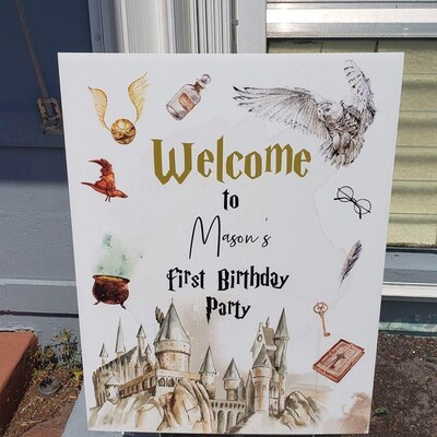 Editable Wizard Birthday Welcome Sign Boy Magic School Birthday Welcome ...