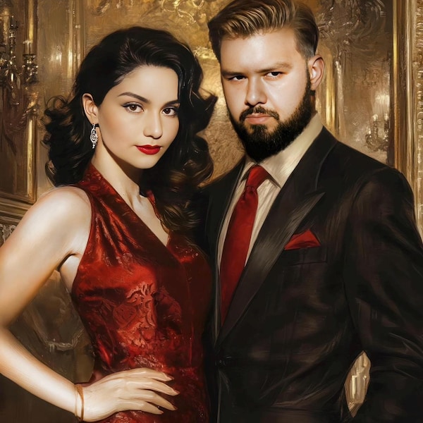 Custom Mafia Couple Portrait From Photo. Personalized Gift for Couple ...