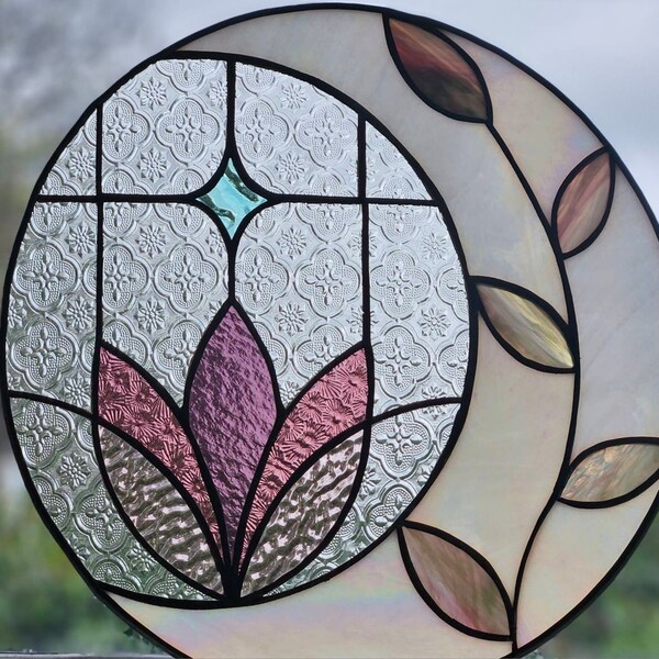 Moon Lotus Flower Stained Glass Pattern, Beginner Stained Glass ...