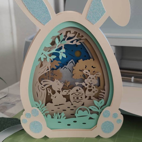 Pack 3 Easter Lantern - Easter Egg Shadow Box SVG for Cricut Projects, Easter Bunny Lightbox ...