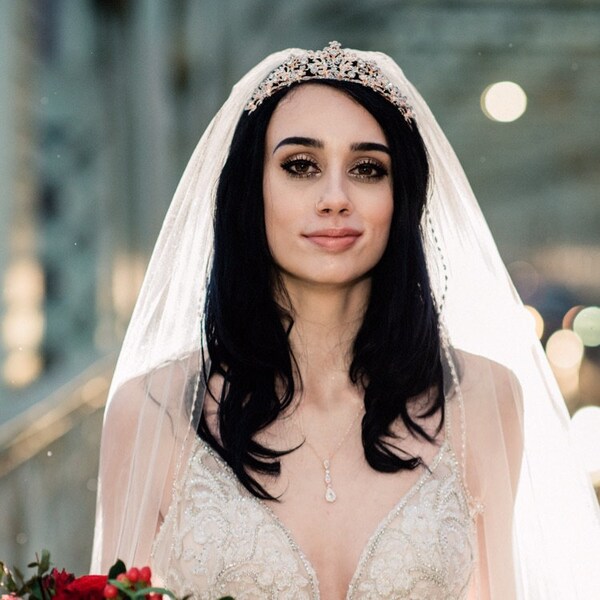 Rose Gold Wedding Earrings, Rose Gold Bridal Earrings, Cubic Zirconia ...