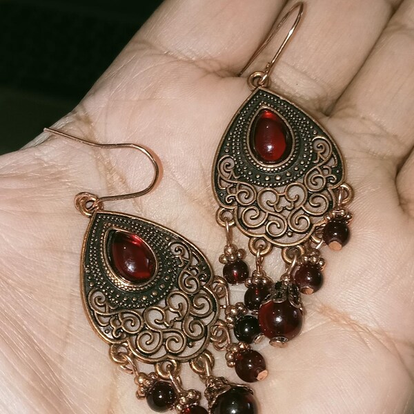 Large Ethnic Earrings for Women Fan Filigree Earrings Tribal Dangle ...