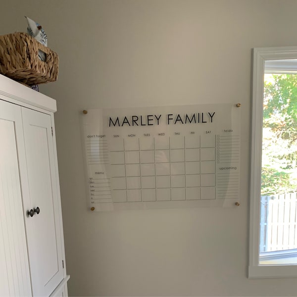 PERSONALIZED Acrylic Family Planner Dry Erase Monthly Calendar Monthly ...