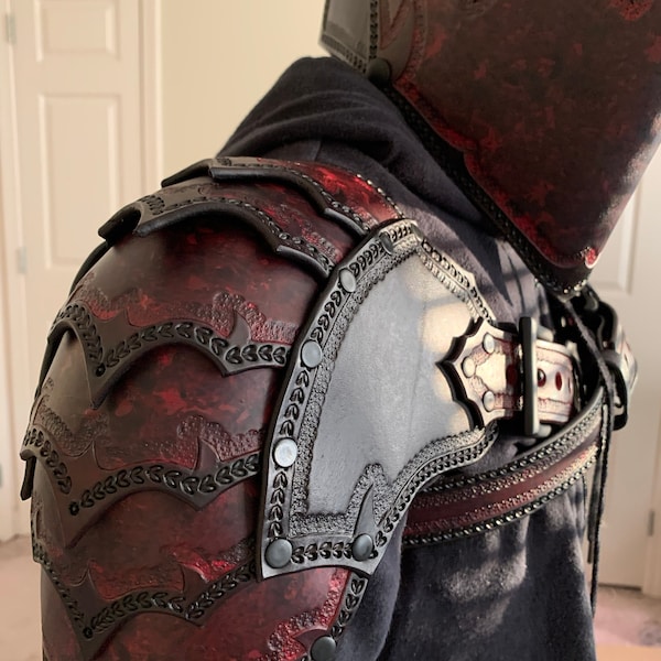 Leather Armor, Fantasy Breastplate LARP Cosplay Renaissance Red Black ...