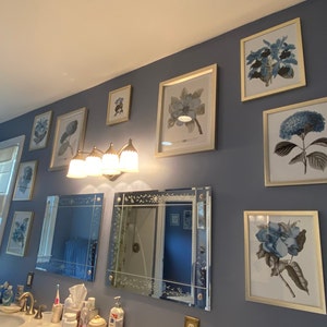 Modern Farmhouse Decor Blue Flower Wall Art Set of 6 Art Botanical ...