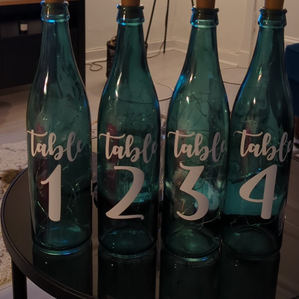 Table Number Decals. Bottle Table Numbers. Seating Plan Number. Wedding ...