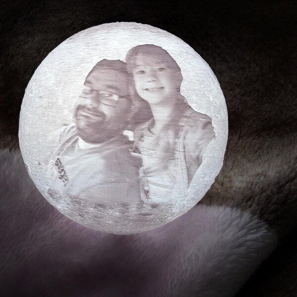 Custom Photo 3D Moon Lamp, Personalized Photo Printed Lunar Night Moon ...