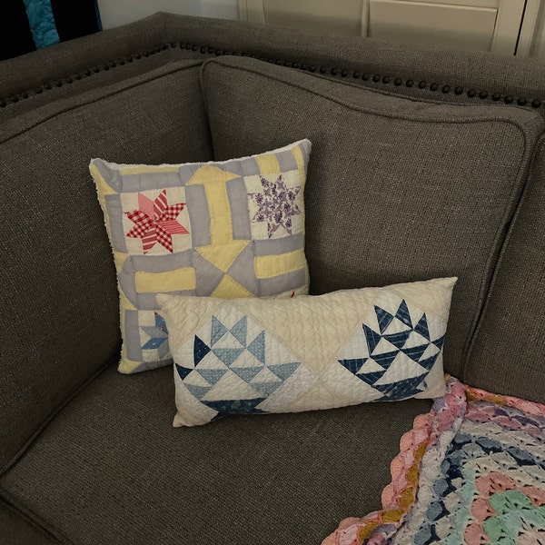 Vintage Nine Patch Quilted Pillow Covers - Etsy