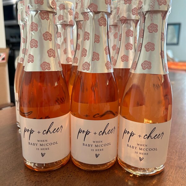 Boho Baby Shower Mini Champagne Labels, Wildflower Pop It When She Pops ...