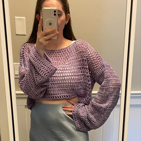 Crochet Beach Pullover Pattern, Wavy Mesh Summer Sweater (PDF Pattern ...