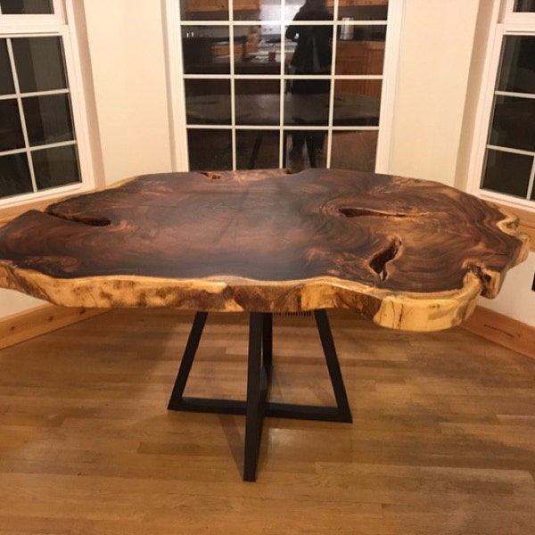 Rare Purple Heartwood Live Edge Slab Shadowbox Dining Table With Custom ...