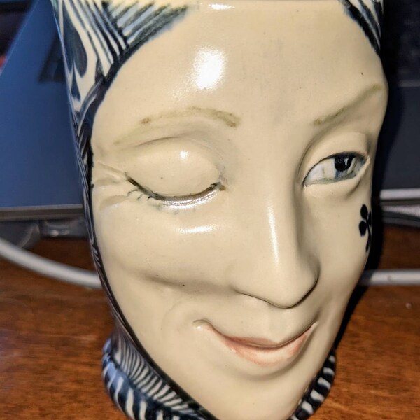 Wallflower Ceramic Sculpture in Blue One of a Kind Sculpture of a Lady ...