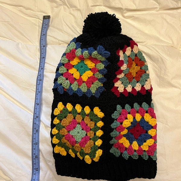 Black and White Granny Square Crochet Balaclava, Hand Knitted Present ...