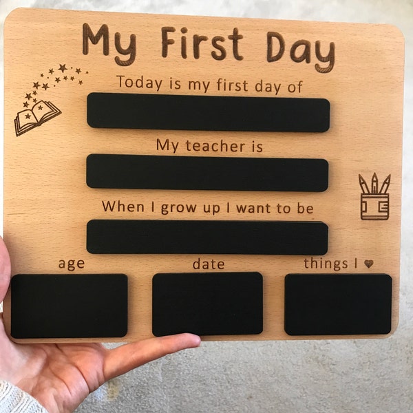 First Day of School Photo Board, Personalised Starting School Sign ...