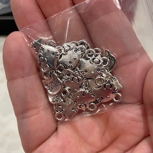 50 Heart Charms,love Pendant,made With Love, Antique Silver Tone,double ...