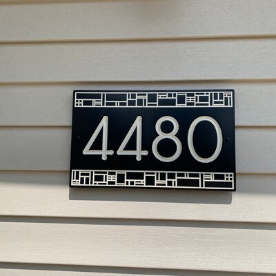 Vertical Stickley Address Sign Engraved House Number. Choice of 3 Sizes ...
