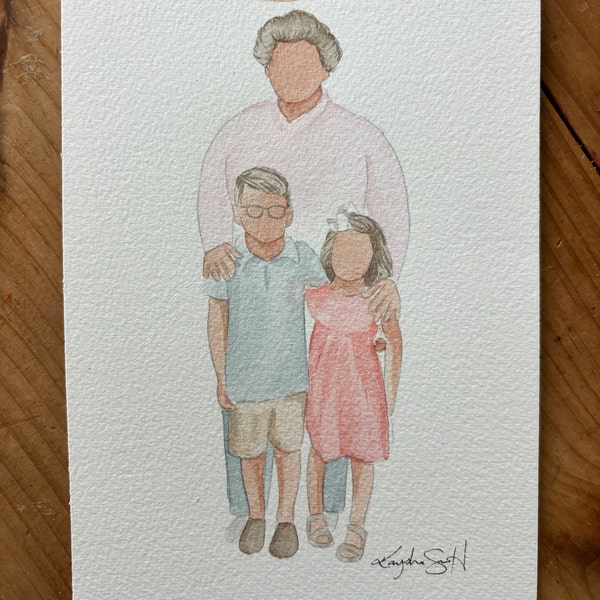 Custom Faceless Family Portrait | Hand-painted Watercolor Art ...