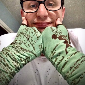 Peter Pan Writing Gloves Fingerless Gloves, Arm Warmers, J.M. Barrie ...