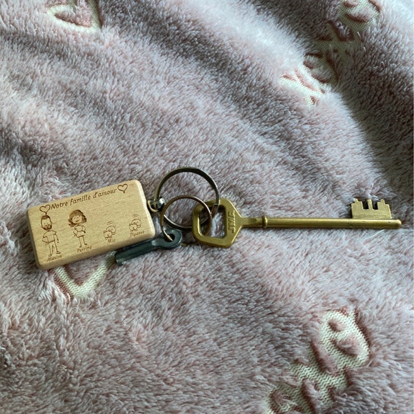 Personalised Wooden Family Key Ring, Gift for Mum and Dad, Christmas ...