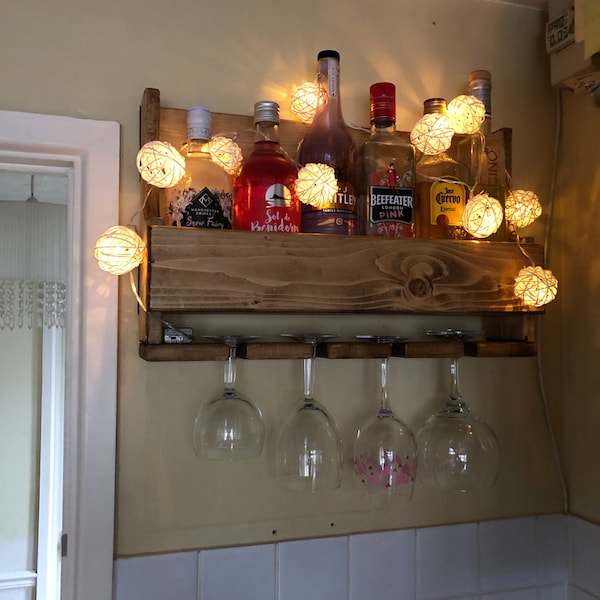 Wall Mounted Home Bar, Drinks Rack, Gin Rack, Cocktail Cabinet, Wine ...