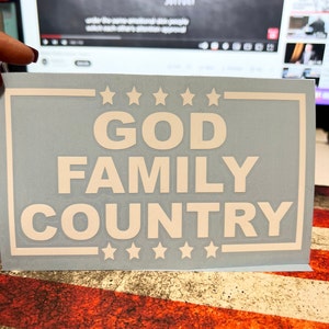 God Family Country Die Cut Decal Home Laptop Computer Truck Car Bumper ...