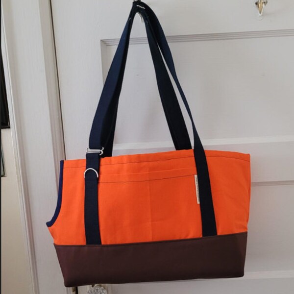 Duplex Dog Carrier, Color Block Canvas Dual Pet Carrier Bag to Carry 2 ...