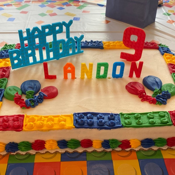 Mega Custom Brick Birthday Topper Cake Set, Personalized Happy Birthday ...