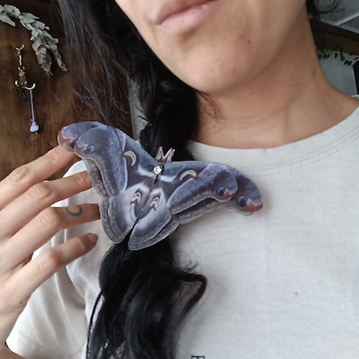 Silk Purple Luna Moth Hair Clips With 3d Wings Hair Jewelry for Women ...