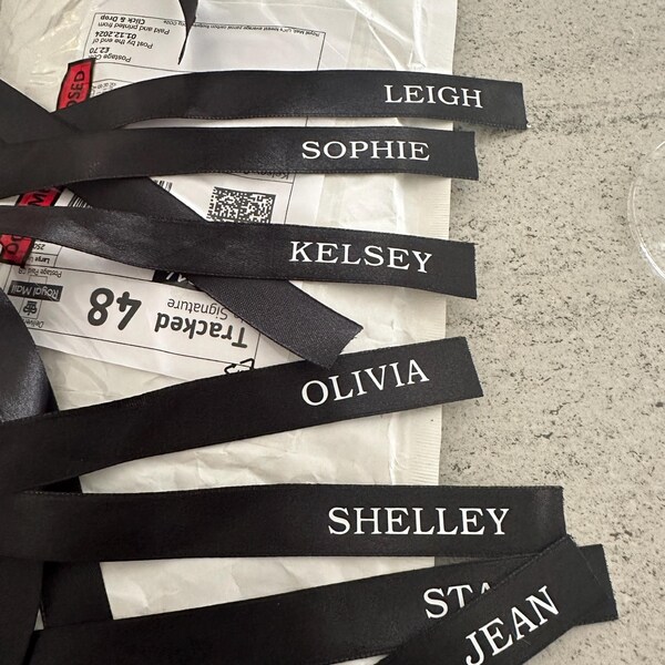 Personalised Ribbon for Bridesmaids and Bride | Ribbon Place Names for ...