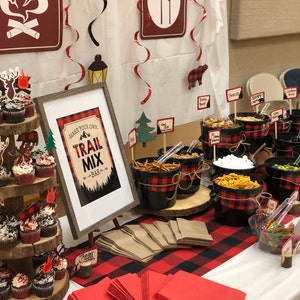 Trail Mix Bar Sign, Make Your Own Trail Mix Lumberjack Style Decor, Red ...