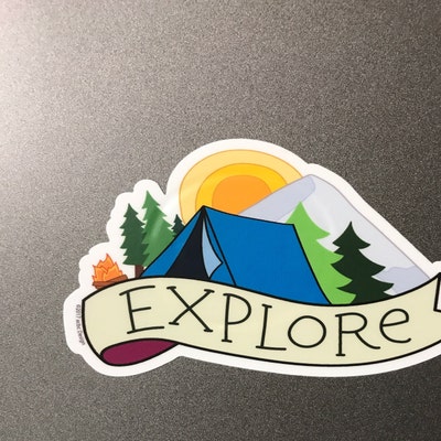 Explore Vinyl Sticker / Camping Sticker / Illustrated Bumper Sticker ...