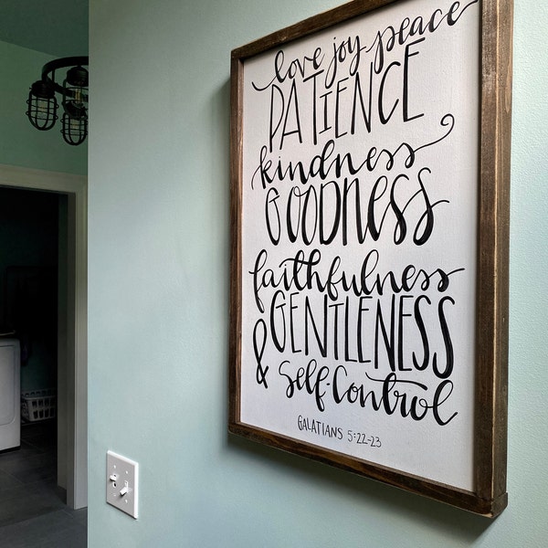 Fruit of the Spirit Bible Verse Wall Art Wood Sign, Love Joy Peace Wall ...