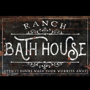 PERSONALIZED Custom Bath House Sign Bathroom Art Family Name and Co ...
