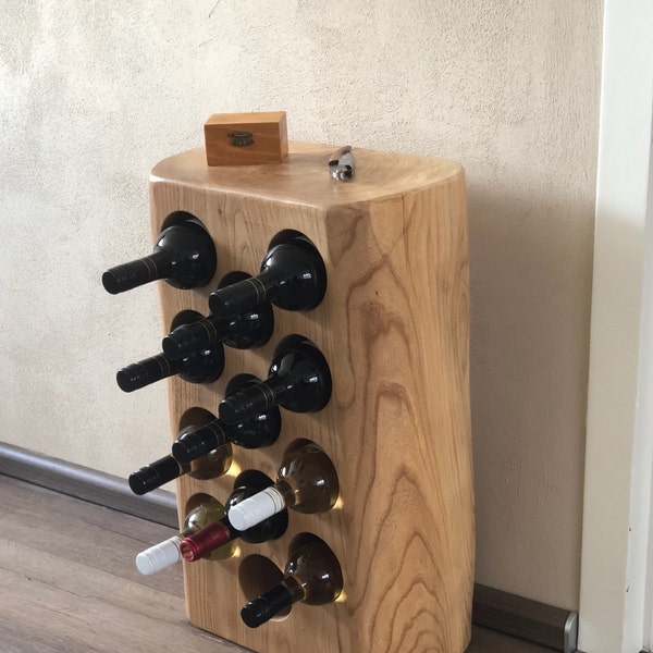 Exclusive Live Edge Wood Wine Rack for 12 Bottles Field Maple / Massive ...