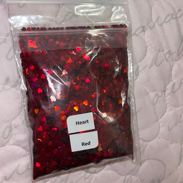 Red Holographic Heart Shaped Glitter - 3mm - Etsy