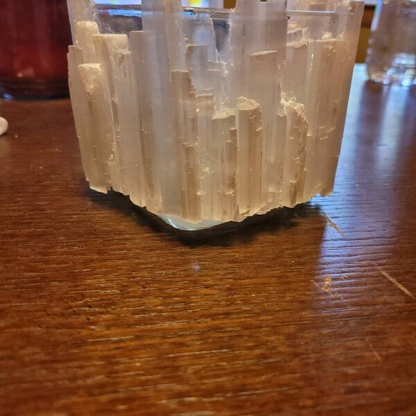 Selenite Crystal Glass Vase /candle Holders - Three Piece Set - Wedding ...
